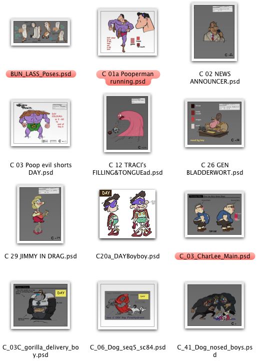 John K Stuff: Ripping Friends Color Keys of Incidental Characters