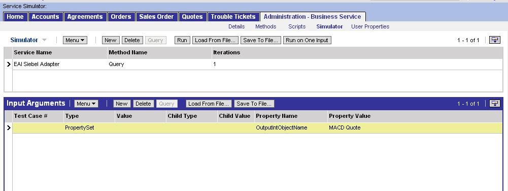 Exploring Siebel: How to use output of Business Service Simulator?