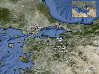 PaleoBerkay Archaeology: Map: Paleolithic sites in northwestern Turkey