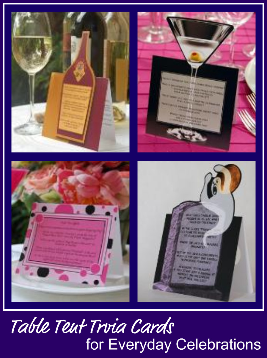 posh in a pinch: Table Tent Trivia Cards|party and celebration ideas