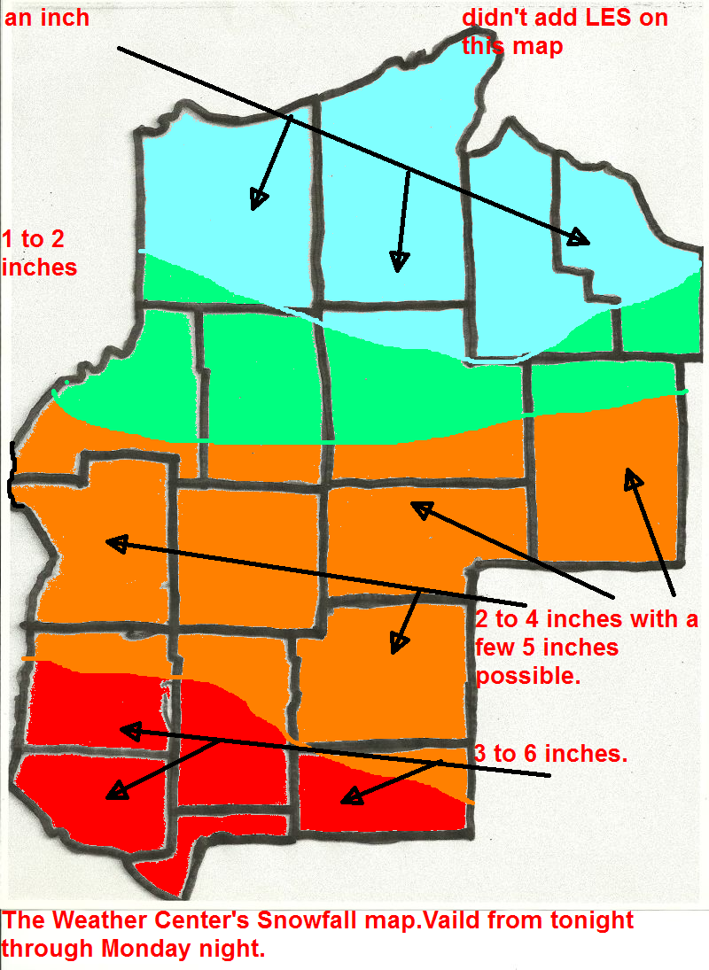 The Weather Center.: A fast forecast.Plus total snowfall map.
