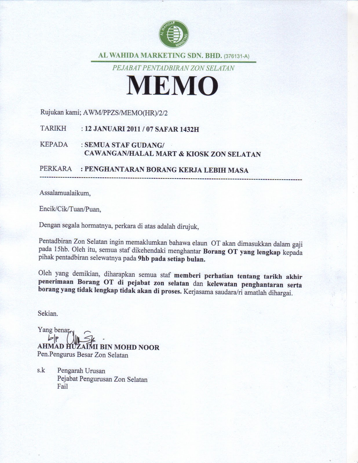 LynnHR @ PPZS: MEMO TENTANG OT