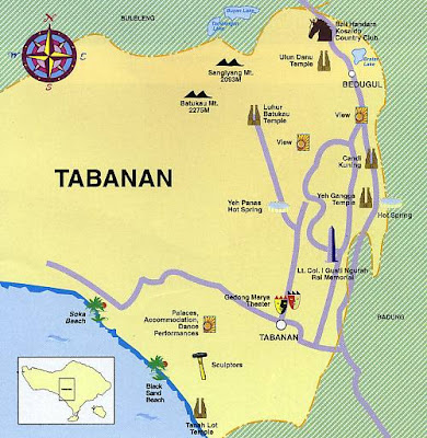 Bali Tourist Map: Tabanan Bali Map