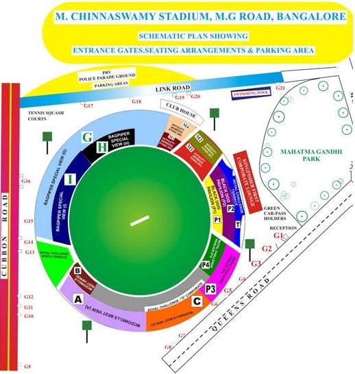 IPLCricket2011: Chinnaswamy Stadium Layout, Bangalore