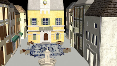 Integrated Project.: Modern French Town Square Scene.