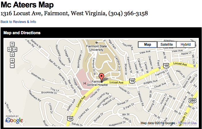 McAteer's Fairmont WV: Directions/Maps to McAteer's, Fairmont, WV 304 ...