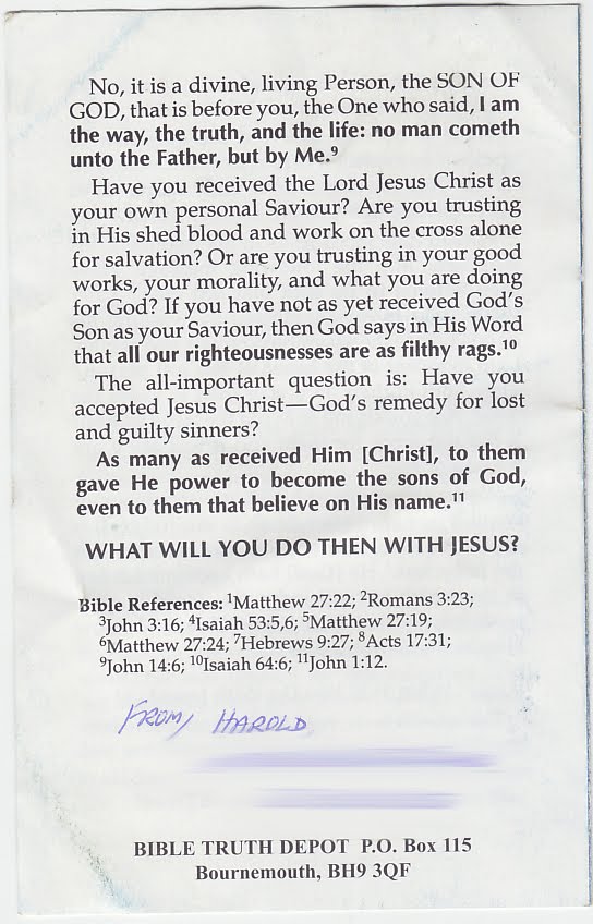 Religious Tracts And Pamphlets: Tracts on a train