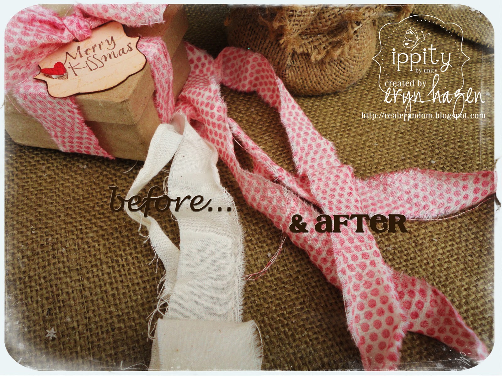 real.e.random: handmade fabric ribbon...and gift tag.