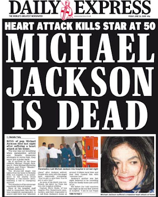 MICHAEL JACKSON : 1958 - 2009: Michael Jackson's Death On Newspaper ...