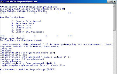 Hello World!: Executing SQL query using SQLite. Windows Batch Script Example