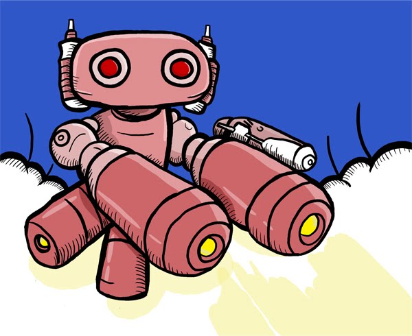 Phil Wall Art: Flying Robot Doodle