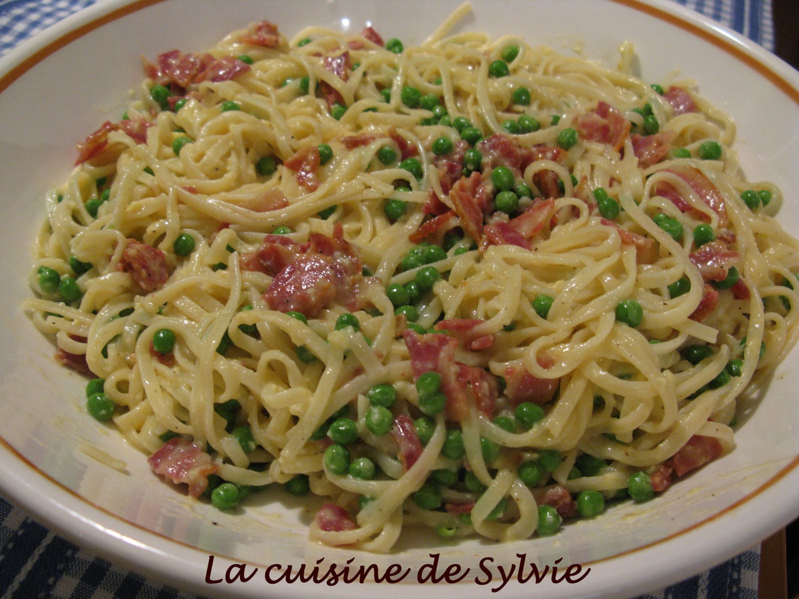 La cuisine de Sylvie: Pasta alla Carbonara aux petits pois