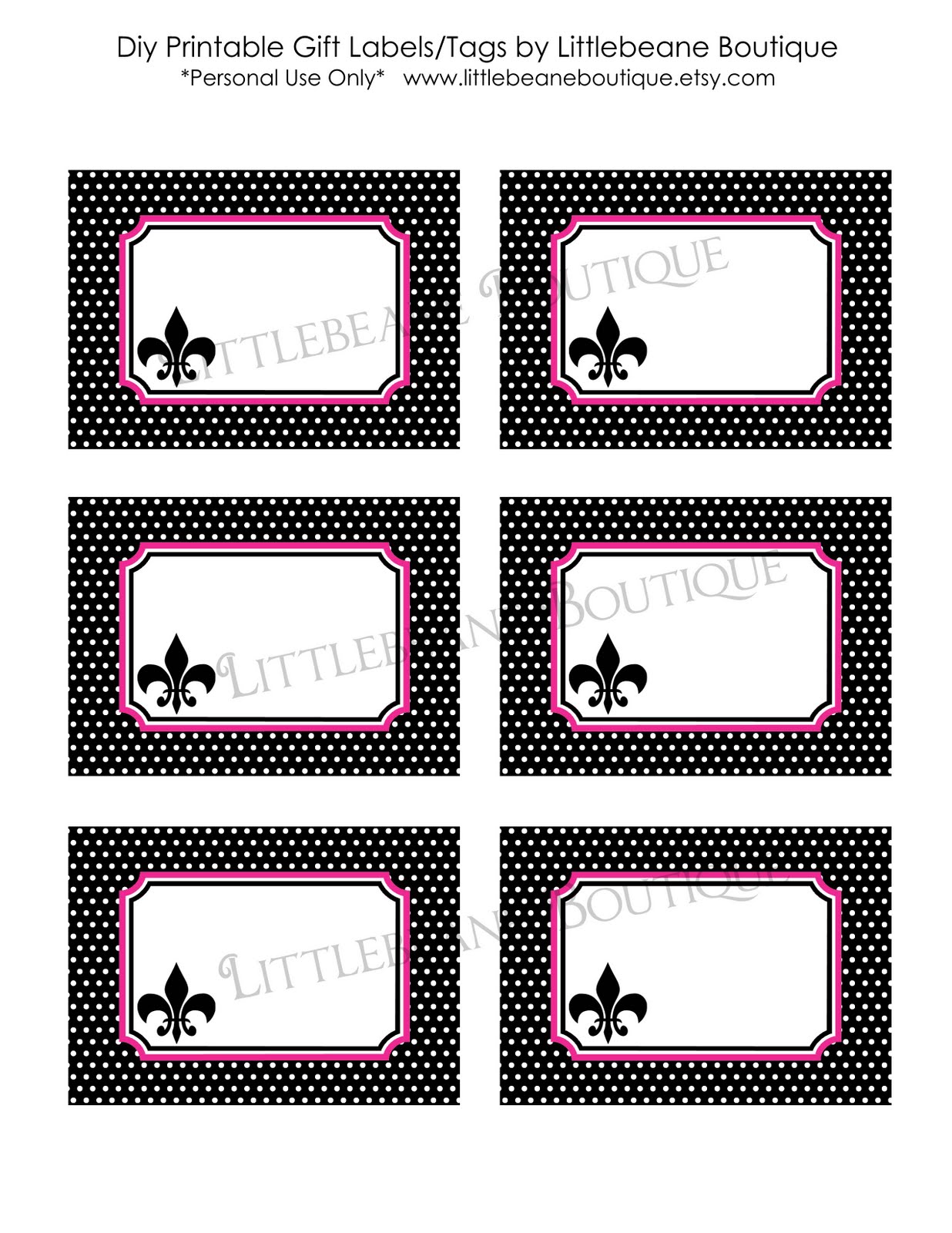 Littlebeane Boutique: FREE Printable Fleur di Lis Labels/ Tags