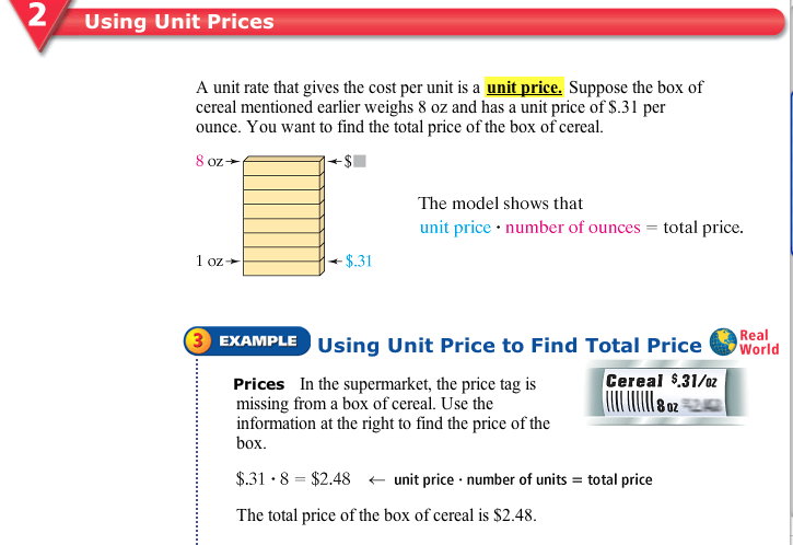7bMaths: Chapter 5-2; Unit Rates and Proportional Reasoning