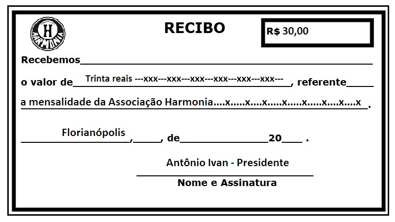 Blog da Associação Harmonia: Recibo da Mensalidade!