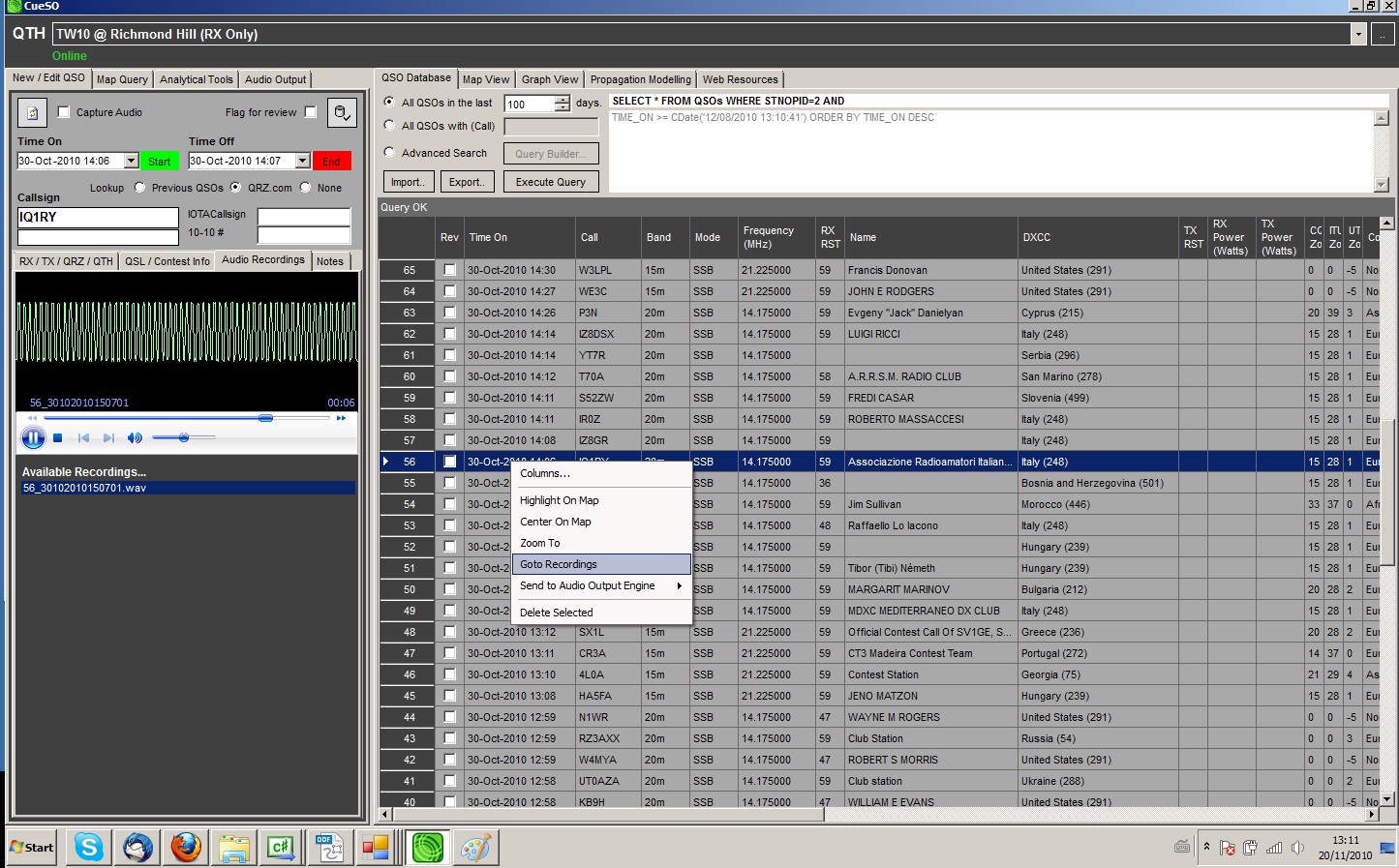 parsecprojects: CueSo (Advanced Amateur Radio QSO Logging Software)