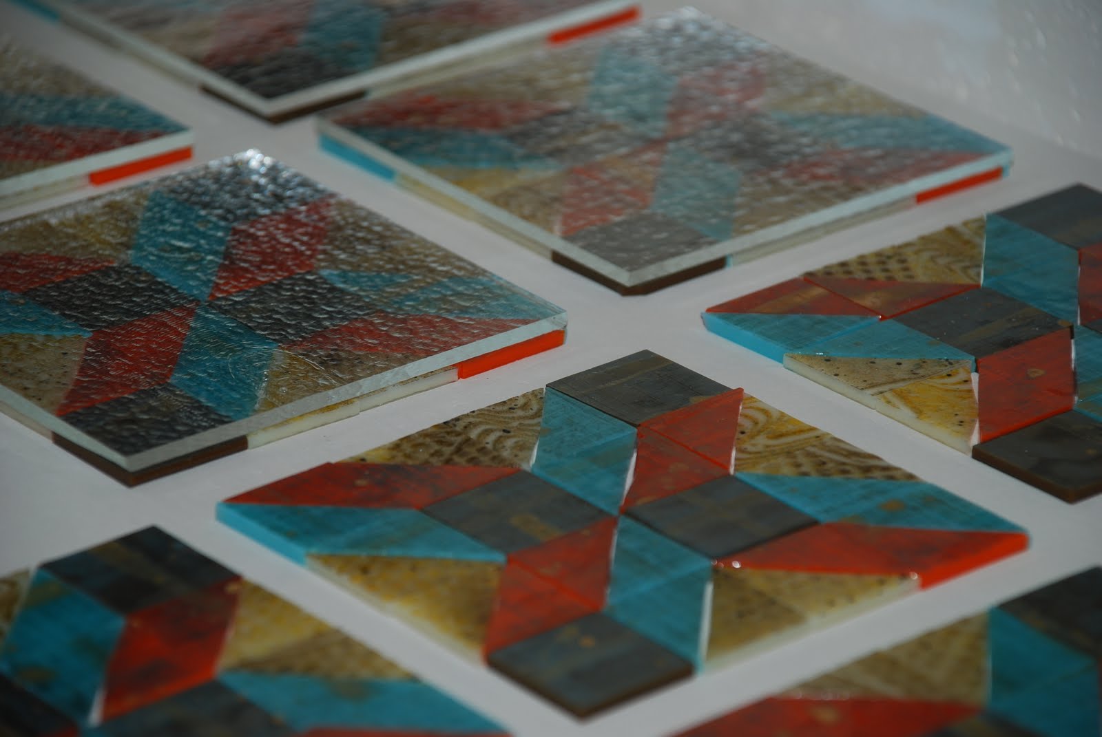 Calyx Glass Blog: Fused Glass Coasters with a Quilting Theme