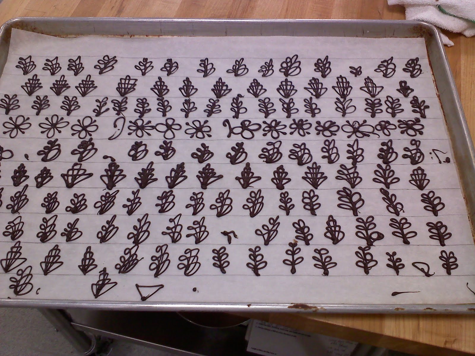 Bakelicious!: Chocolate Filigree, Hazelnut clusters, and Éclairs.