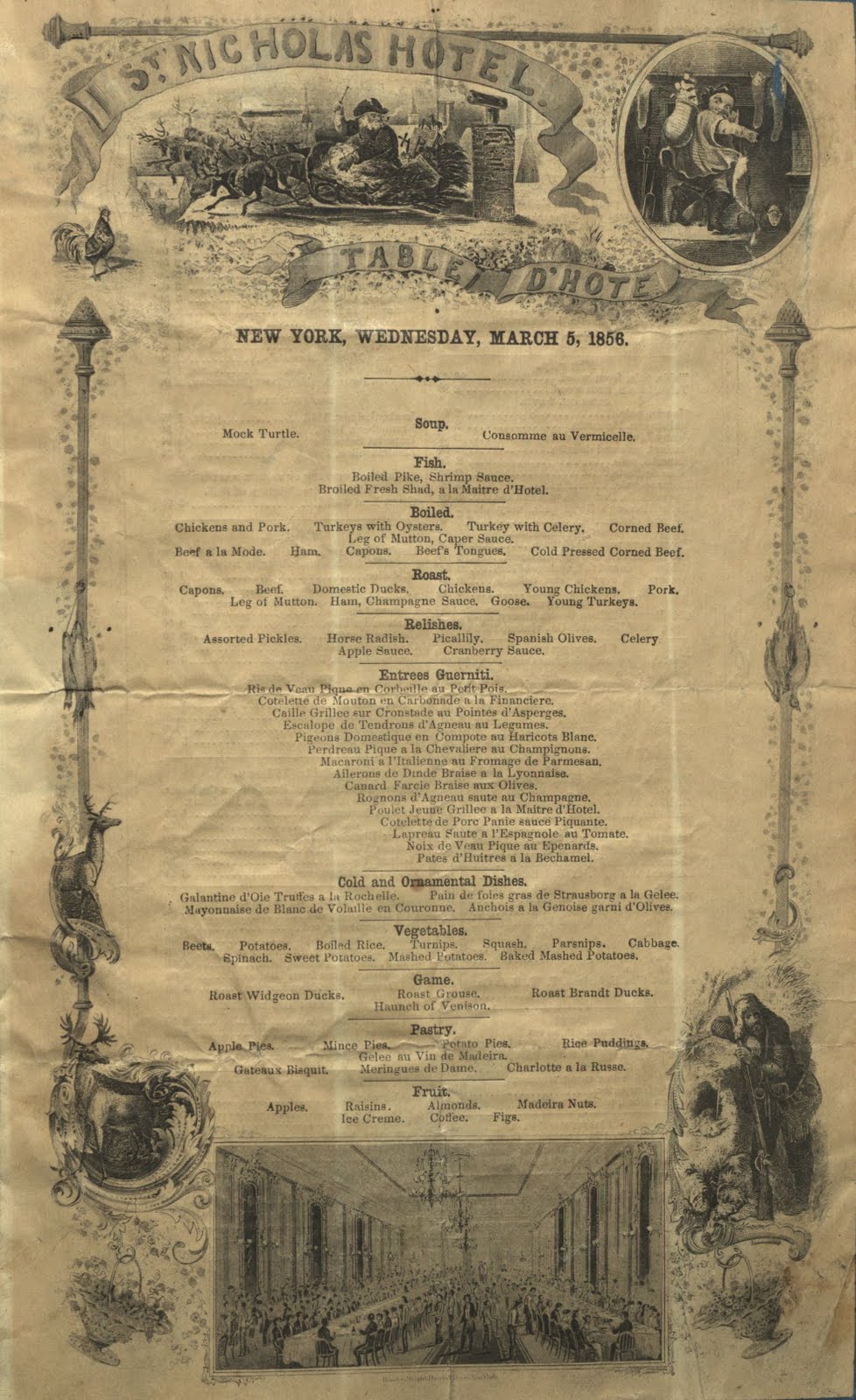 It's a Dog's Life: Resturant and Hotel Menus from the 1850s