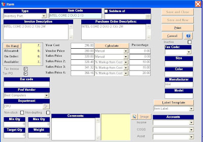 Software, business and life: Item list in an inventory system.