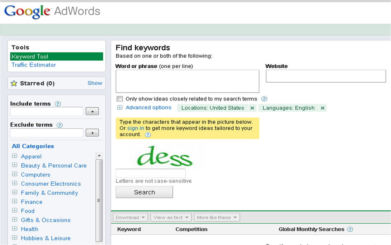 Genesee Internet Club: Tool: Google Keyword Tool (A Beginner's Guide)