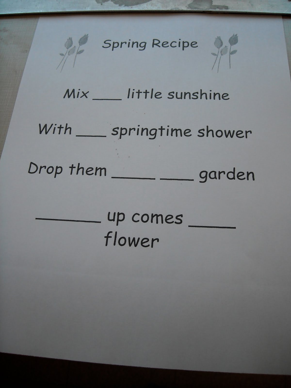 Demonstration Classroom Sharing: Spring Recipe Poem