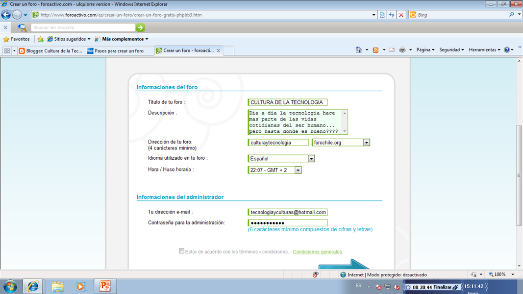 Cultura de la Tecnología: Instrucciones para crear un foro