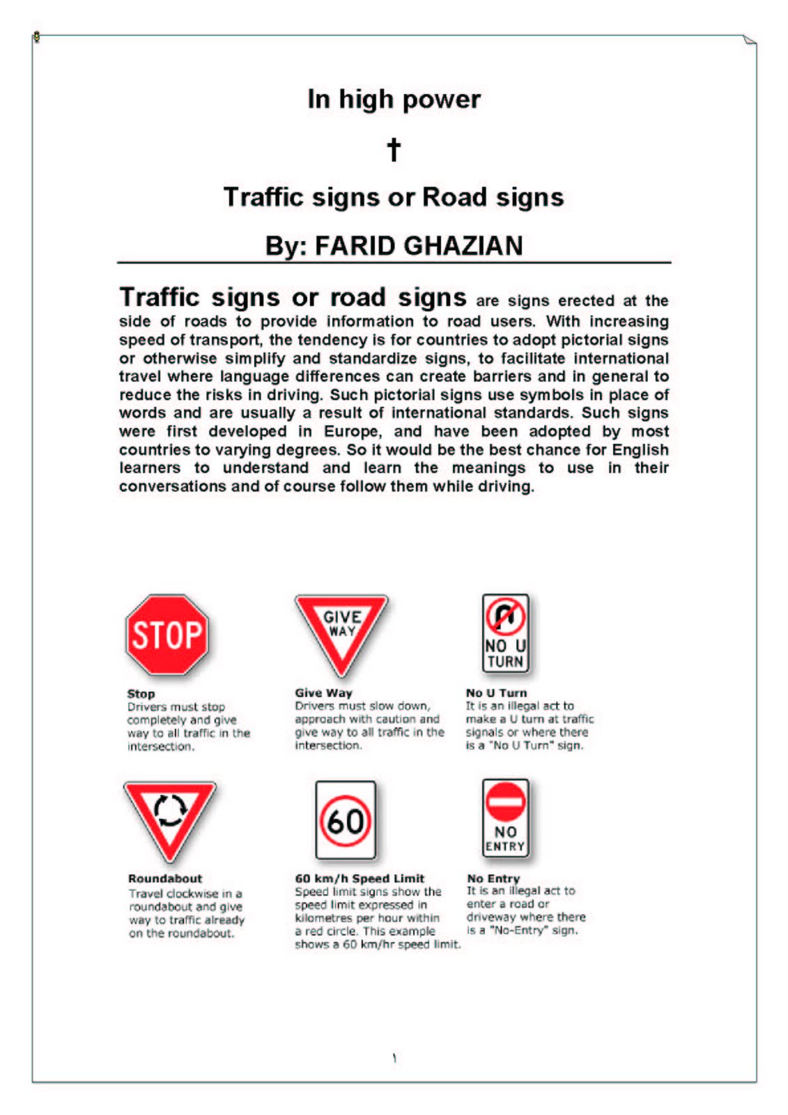 Teaching English: Traffic Signs
