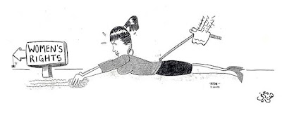 The American Dream: Women's Plight Political Cartoon