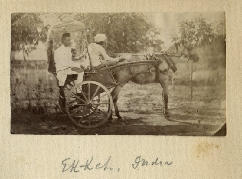 Indian Man and his Child Riding Ekka (Horse Cart) - 1880's - Old Indian ...
