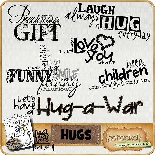 Word Art World: HUGS Word Art Pack