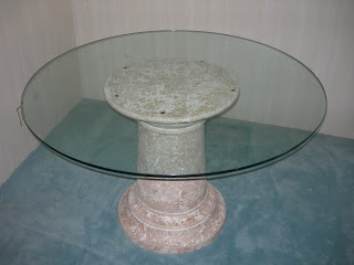 HNL Rummage Sale: #125 Glass Dining Table with Stone Base