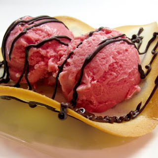 Dragon's Kitchen: Raspberry Sherbet Served on Tuiles
