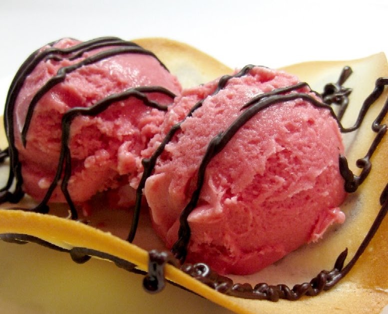 Dragon's Kitchen: Raspberry Sherbet Served on Tuiles