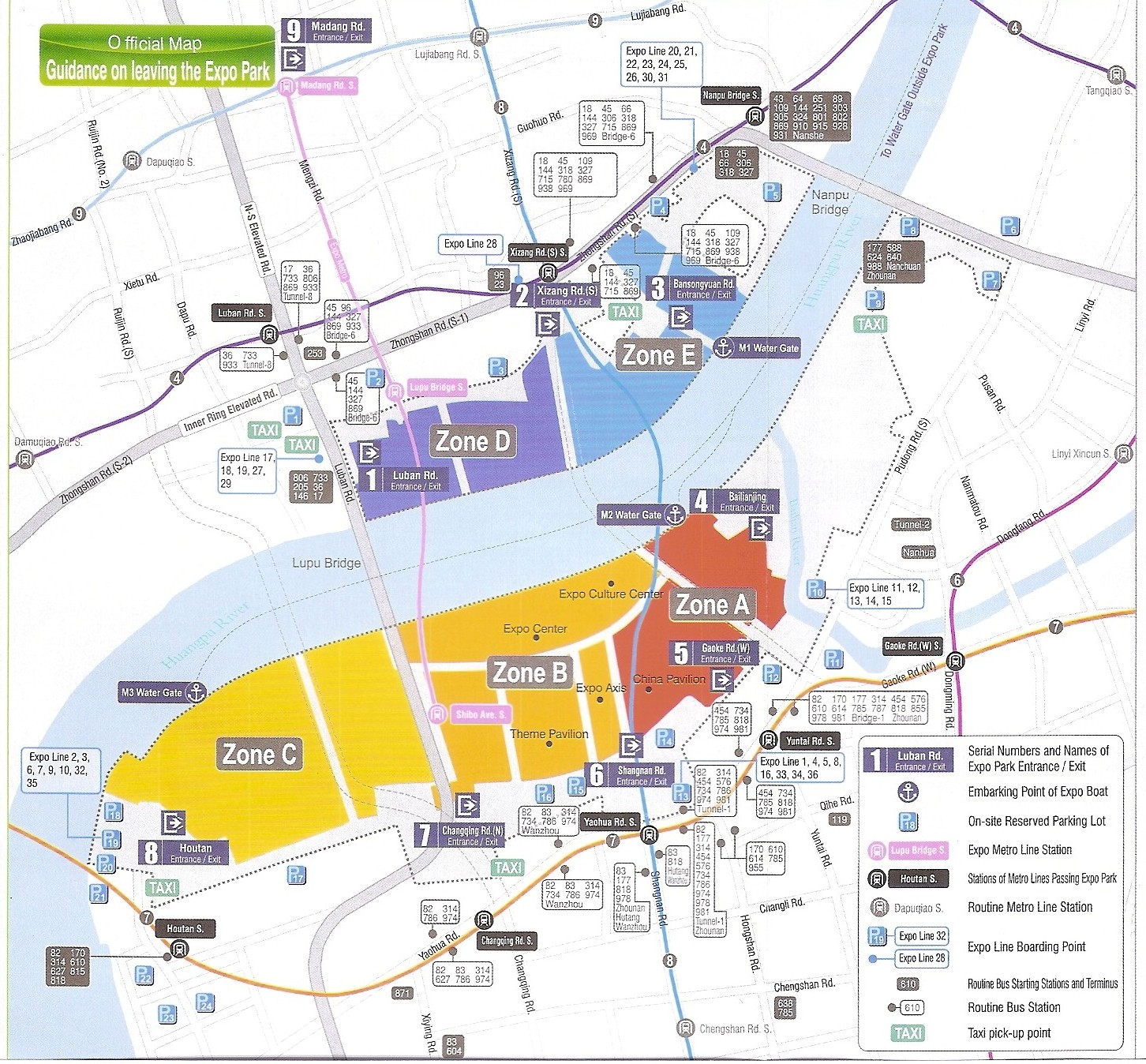 World Expo 2010 Shanghai China: Site Maps and Pavilions