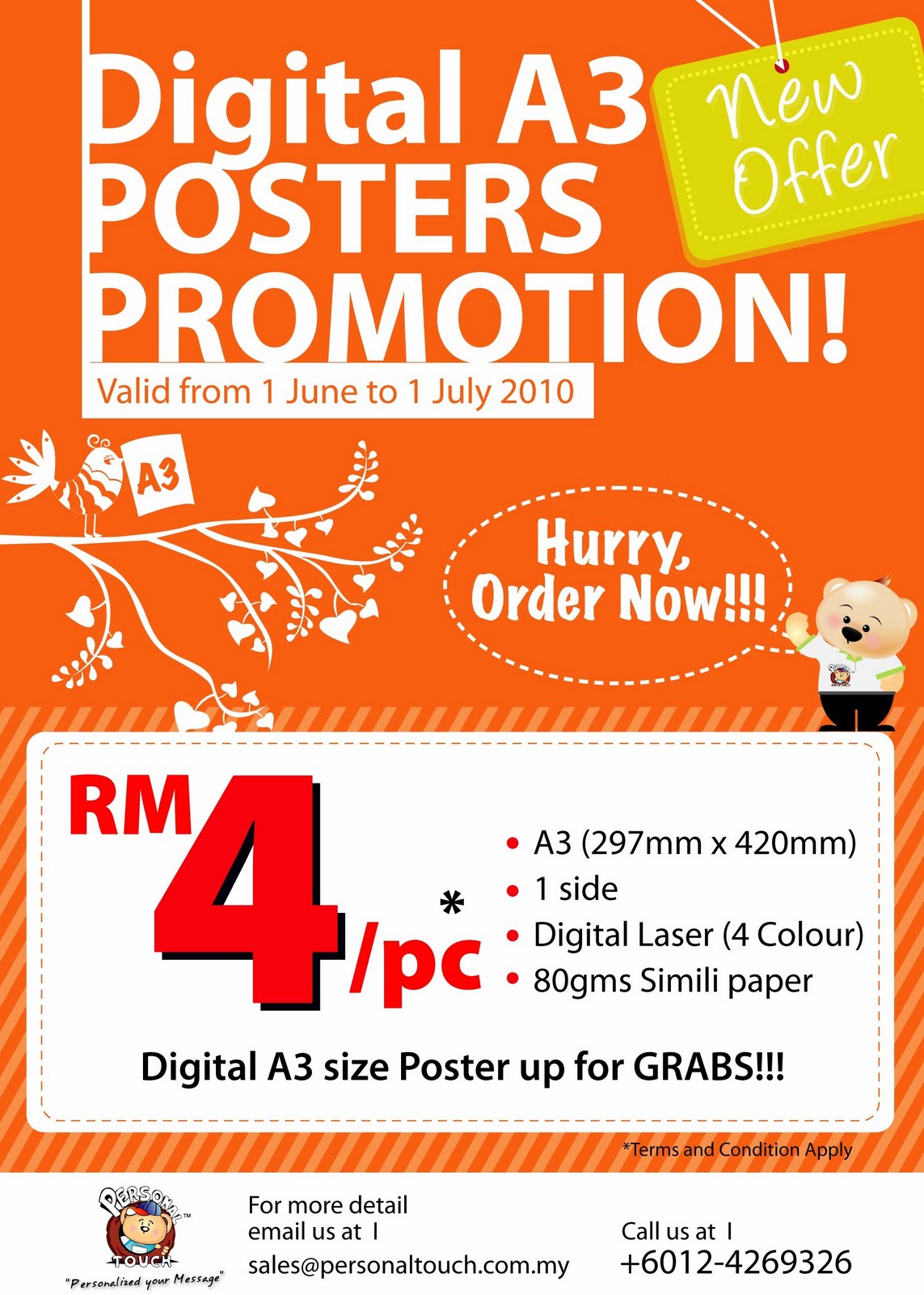 Personal Touch Blog: Digital A3 Poster Promotion