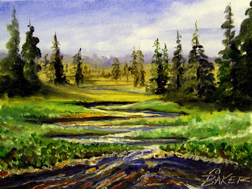 Russell's Almost Daily Art: The Meadow Stream - Oil on 9 x 12 Canvas Panel
