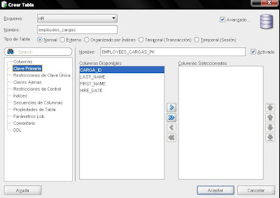 Crear tablas en Oracle XE usando SQL Developer.