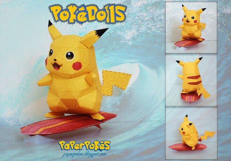 PaperPokés - Pokémon Papercraft: POKéDOLLS Team 6 - Surf Pikachu, Unown ...
