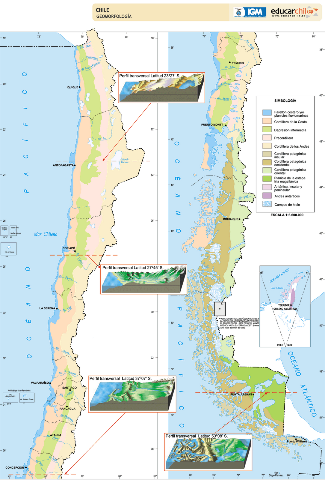 Documentación para la Didáctica-Libart: Mapa Geomorfológico Chile