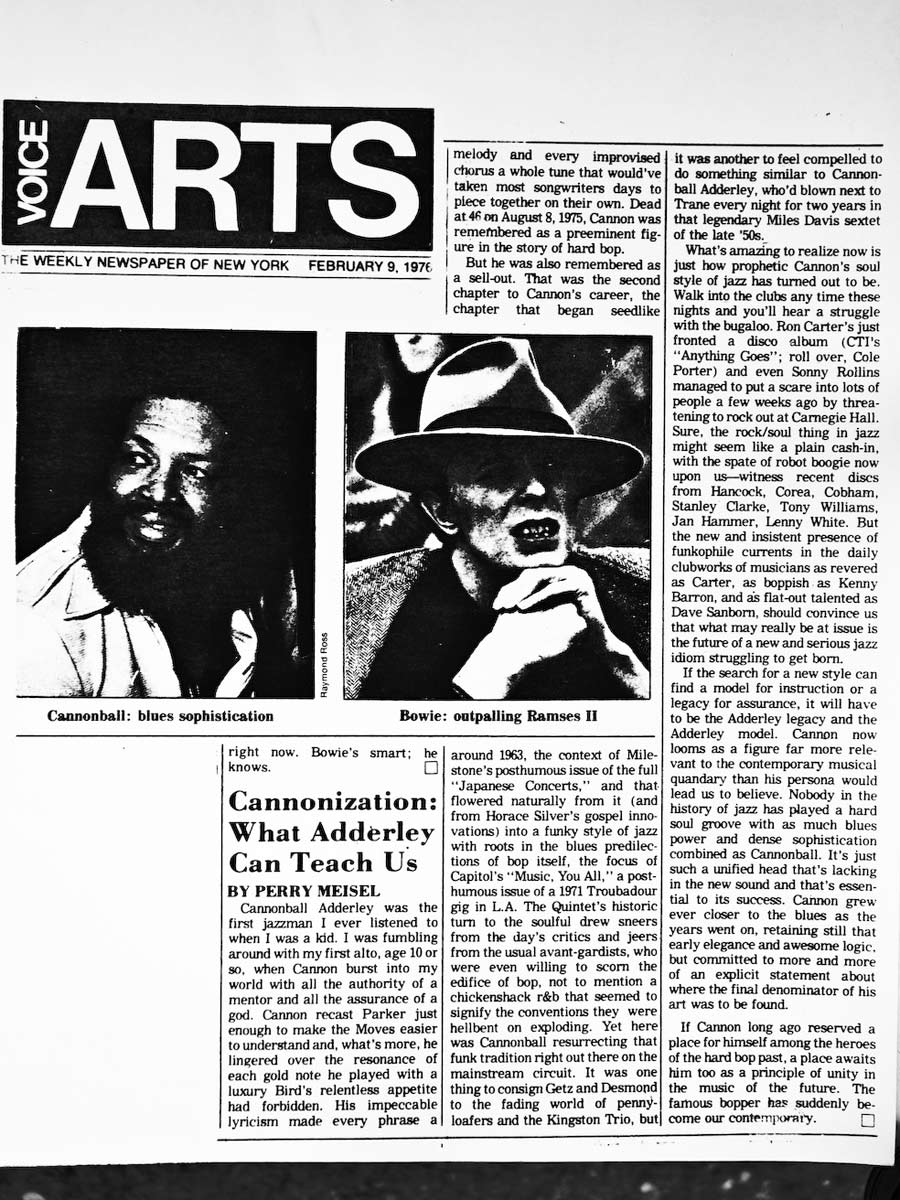 Perry Meisel: Cannonization: What Adderley Can Teach Us