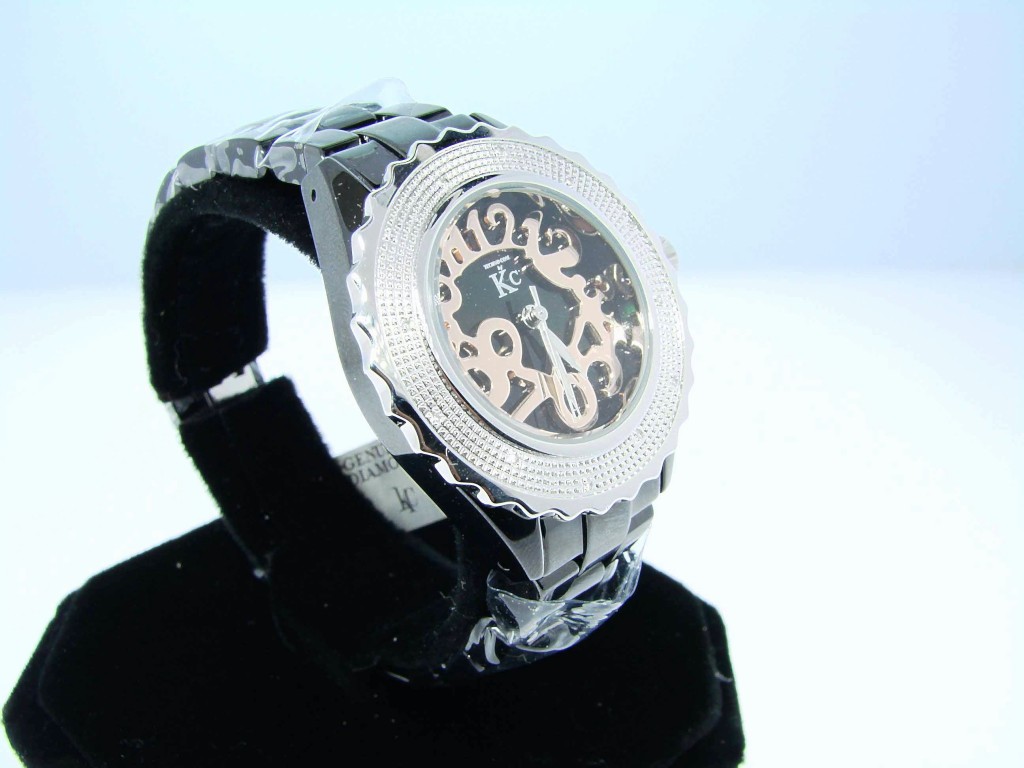 new_york_jewels: WOMENS/LADIES TECHNO COM KC CERAMIC BLACK DIAMOND WATCH