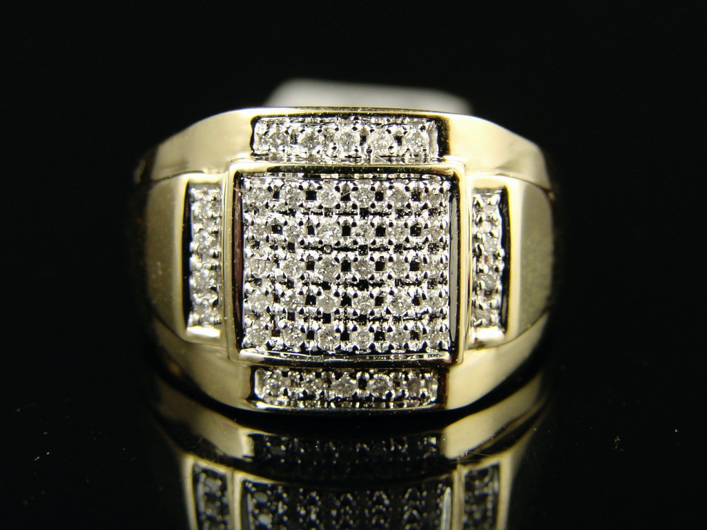 new_york_jewels: MENS YELLOW GOLD PAVE BIG GENUINE DIAMOND RING .45 CTW