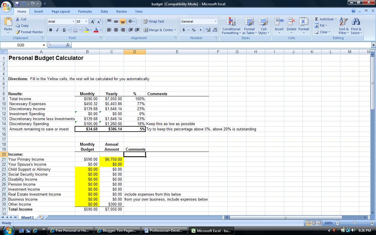 Tim Pagano's W200 Blog: Professional Development Plan Evidence: Excel ...
