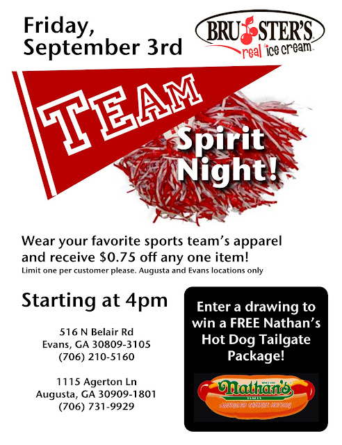 Bruster's Real Ice Cream of Augusta and Evans, GA: Team Spirit Night