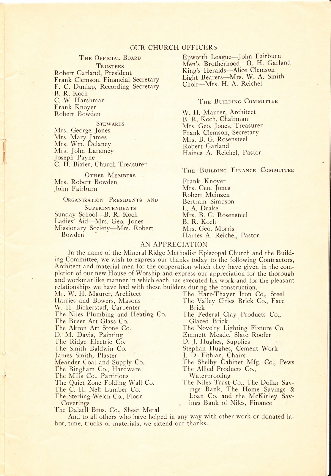 My Ancestors and Me: Dedication Day Program, Mineral Ridge Methodist ...