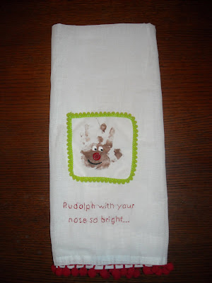 Christy Robbins: Homemade Gifts: Rudolf Hand Print Tea Towel