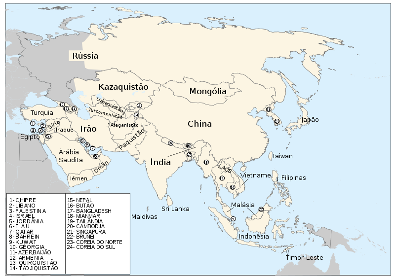 Viajando no maior continente: Ásia: Divisão da Ásia
