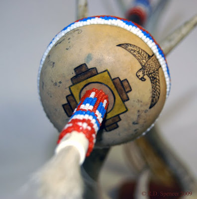 Eaglesbrother's Gourds and Art: Ceremonial Peyote Gourd Rattle # 109