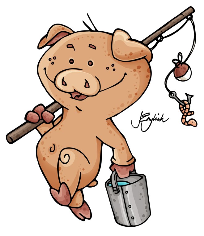 JE Design & Illustration: #Illustration: Fishin' Pig colored